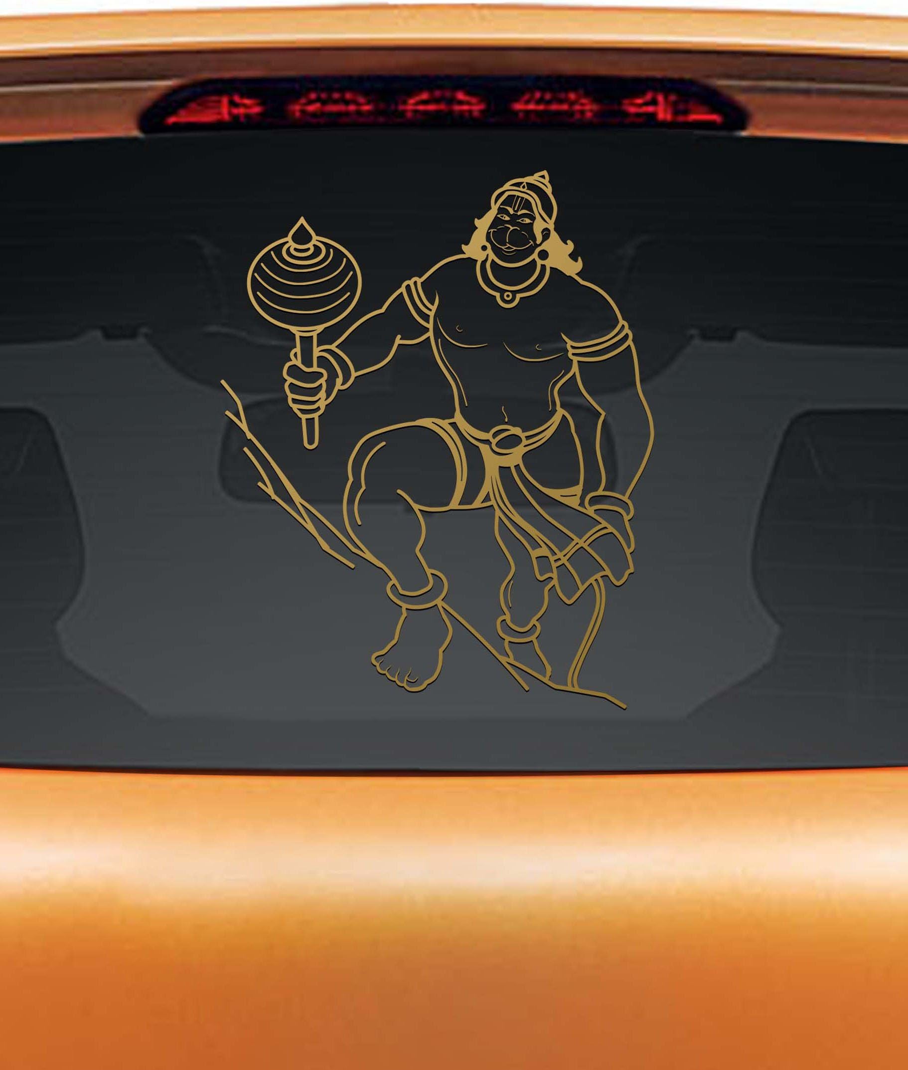 WallDesign Vinyl Hanumanji Car Sticker, 10 x 0.1 x 12 Inches, Gold ...