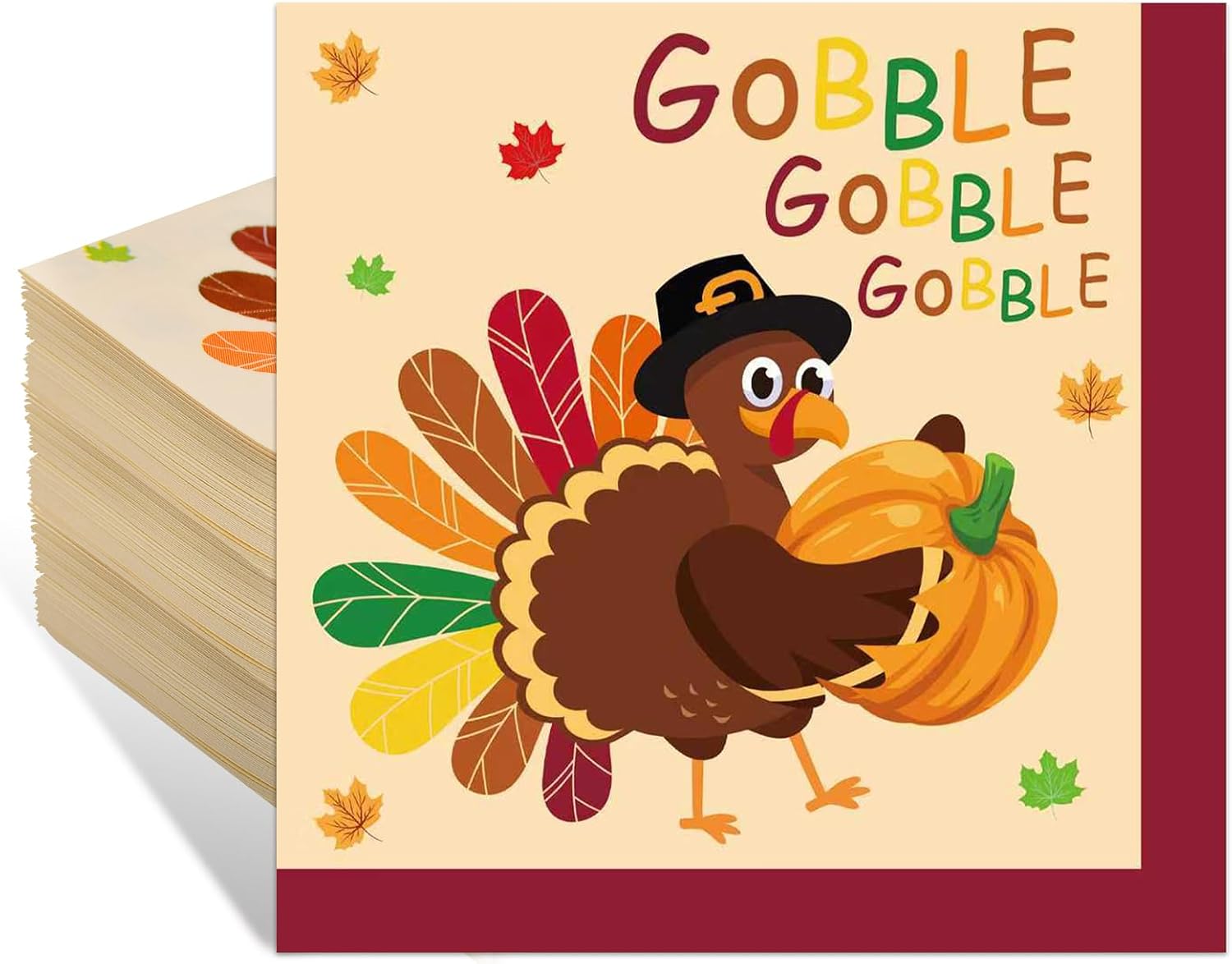 Amazon.com: 50 Pcs Thanksgiving Day Paper Napkins, Turkey Disposable 3 ...