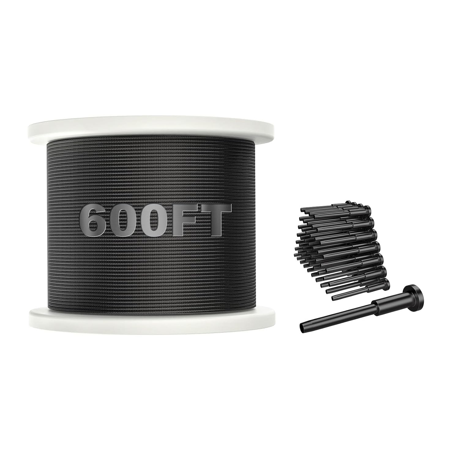 BLIKA 600FT 1/8" Black Stainless Steel Cable Railing and 50 Pack 1/8 ...
