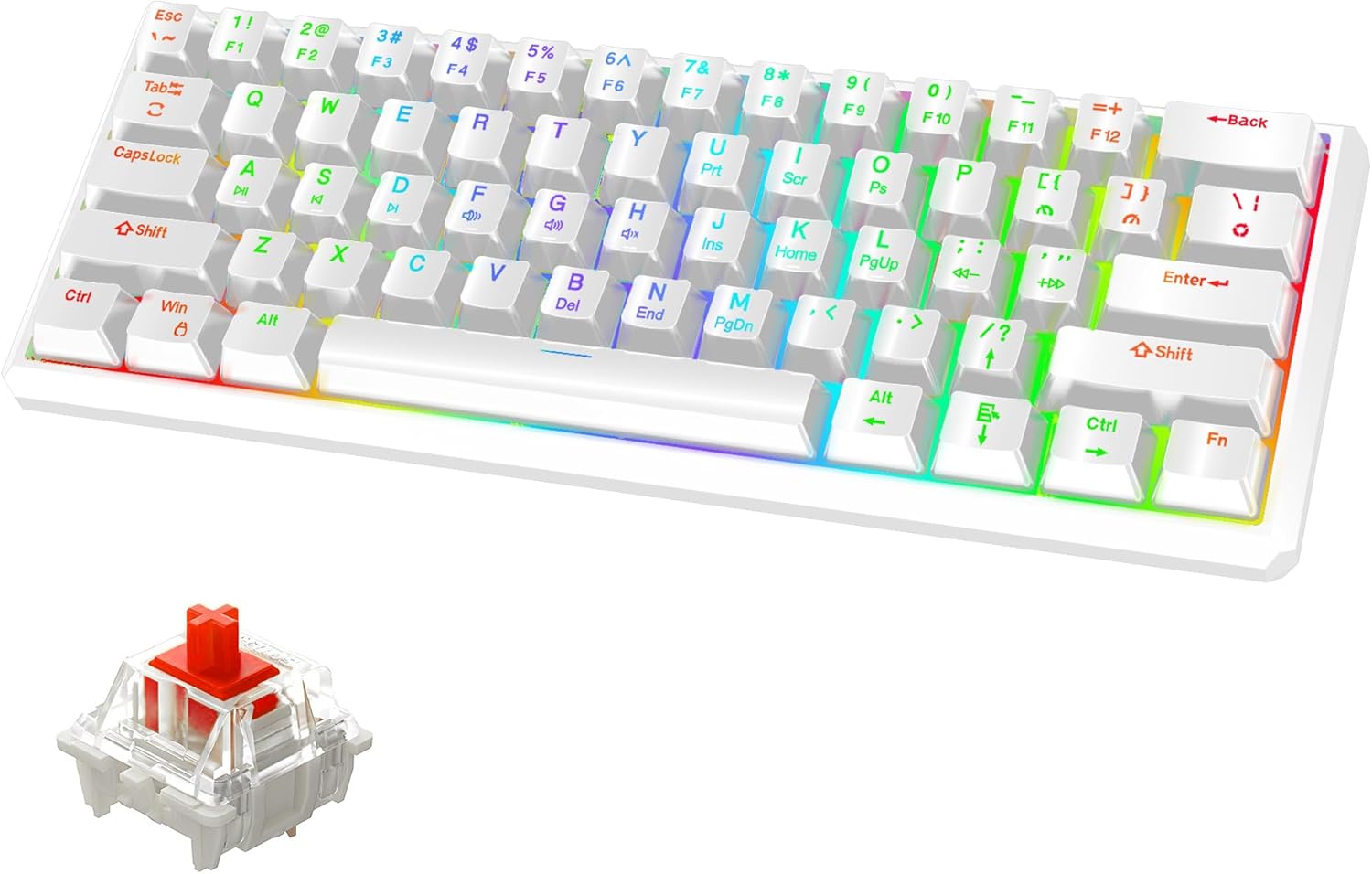 Amazon.com: Snpurdiri 60% Wired Mechanical Gaming Keyboard, RGB Backlit ...
