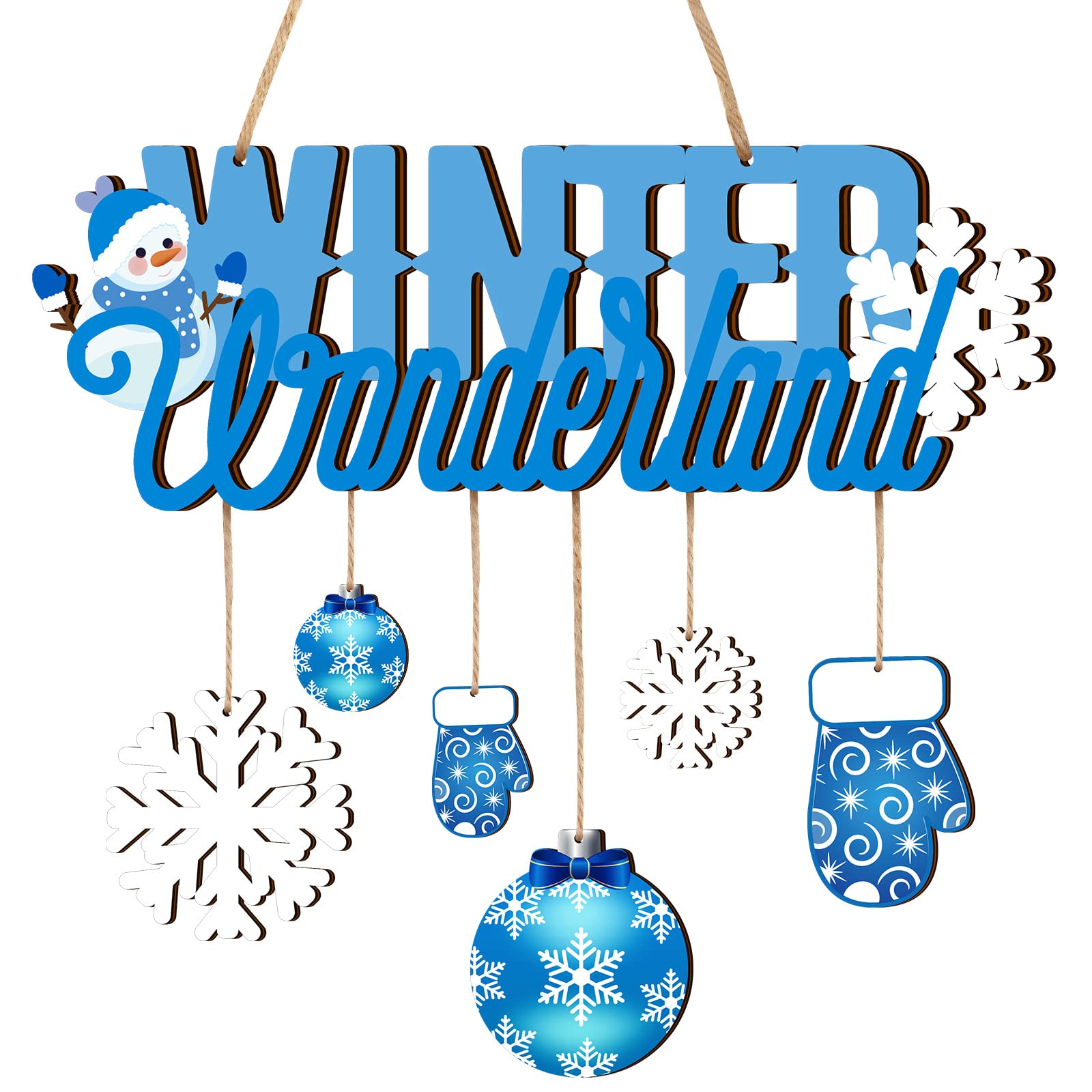 Amazon.com: Namalu Winter Wonderland Ornaments Wooden Blue and White ...