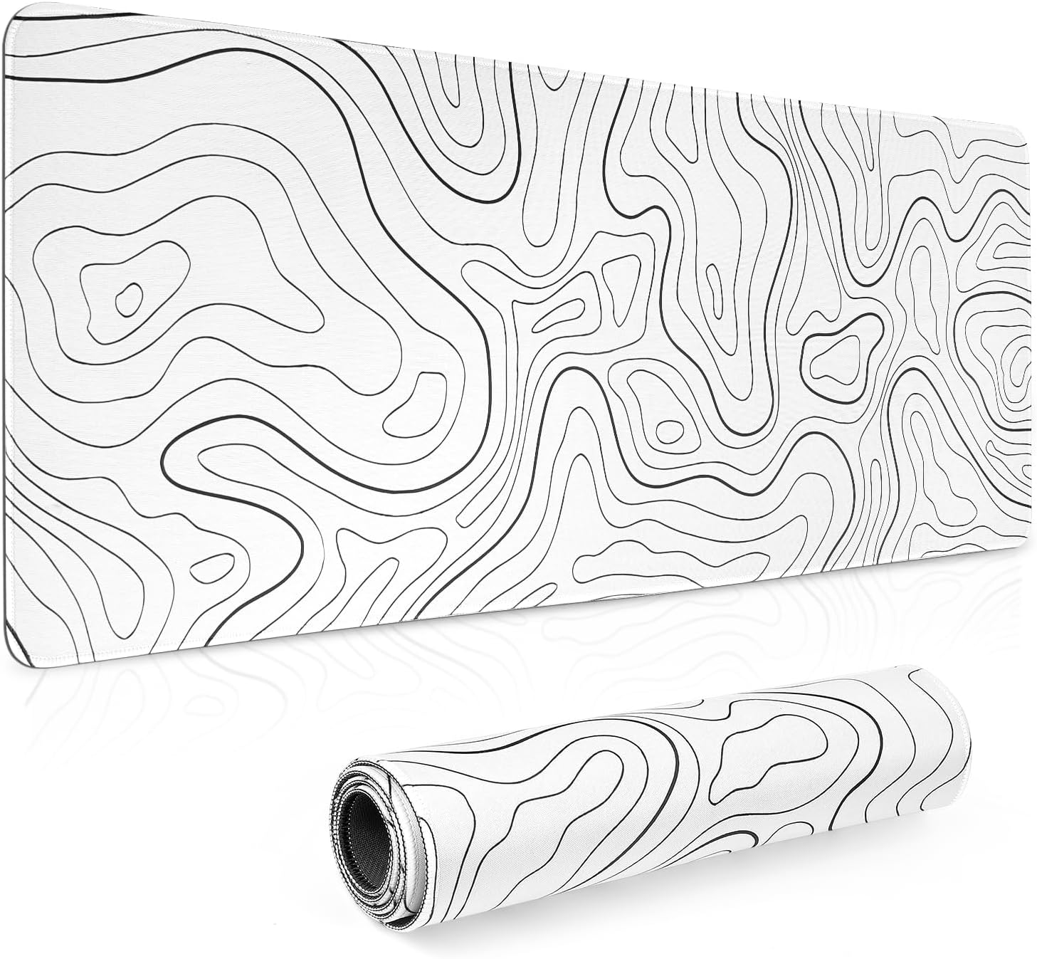 Aramzny Topographic Mouse Pad Large Keyboard Pad 80x30 cm White Gaming ...