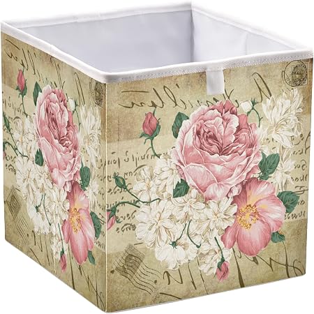 Amazon.com: ALAZA Vintage Shabby Chic Pink Rose Floral Foldable Storage ...