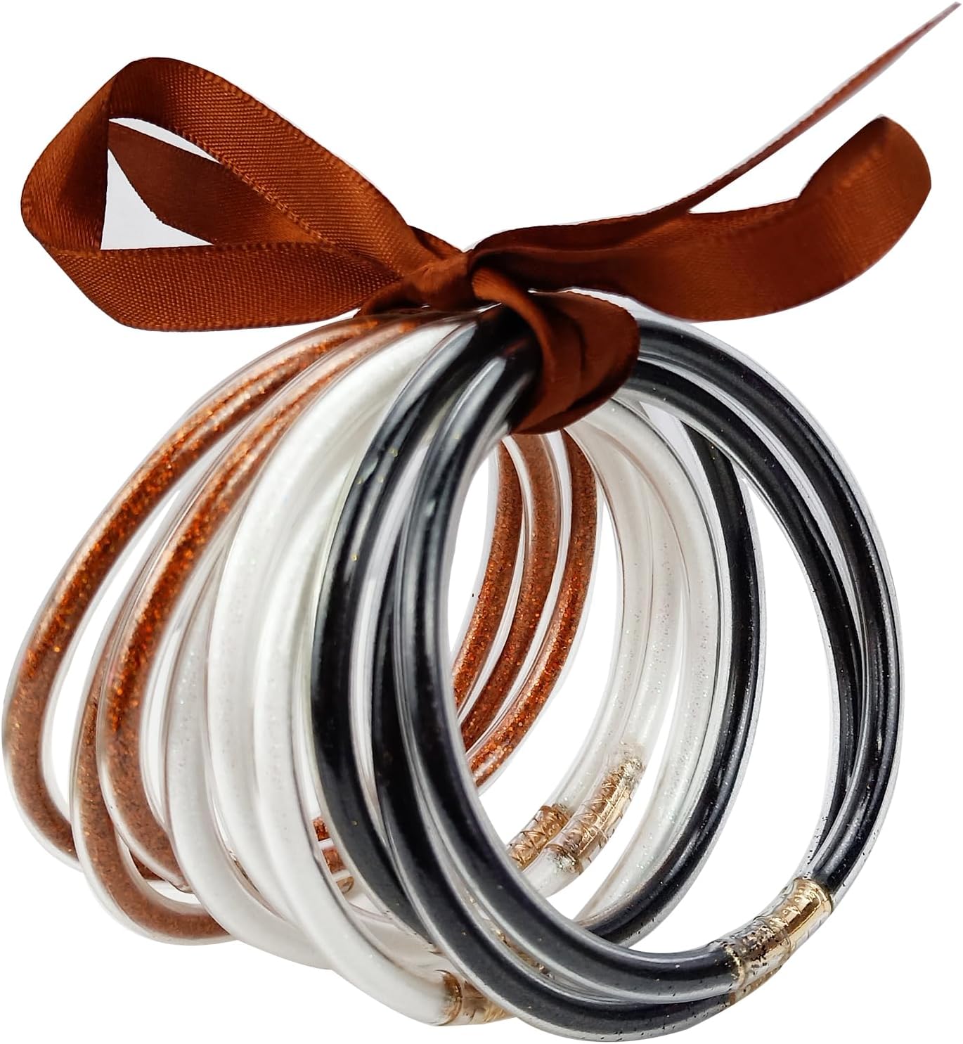 Amazon.com: YBMYCM 9PCS Glitter Jelly Bangles Bracelets Set for Women ...