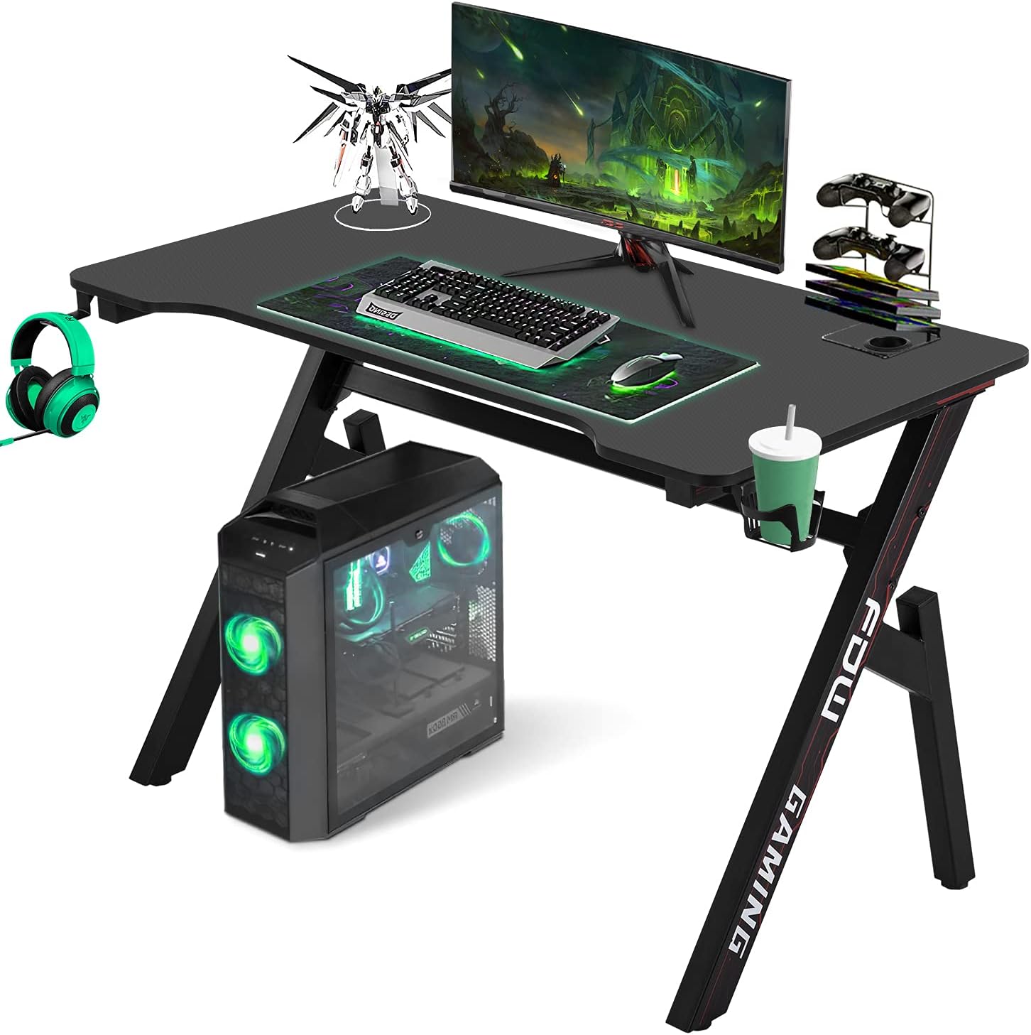 Amazon.com: Gaming Desk Computer Desk 45.2"x 23.4" Home Office Desk ...