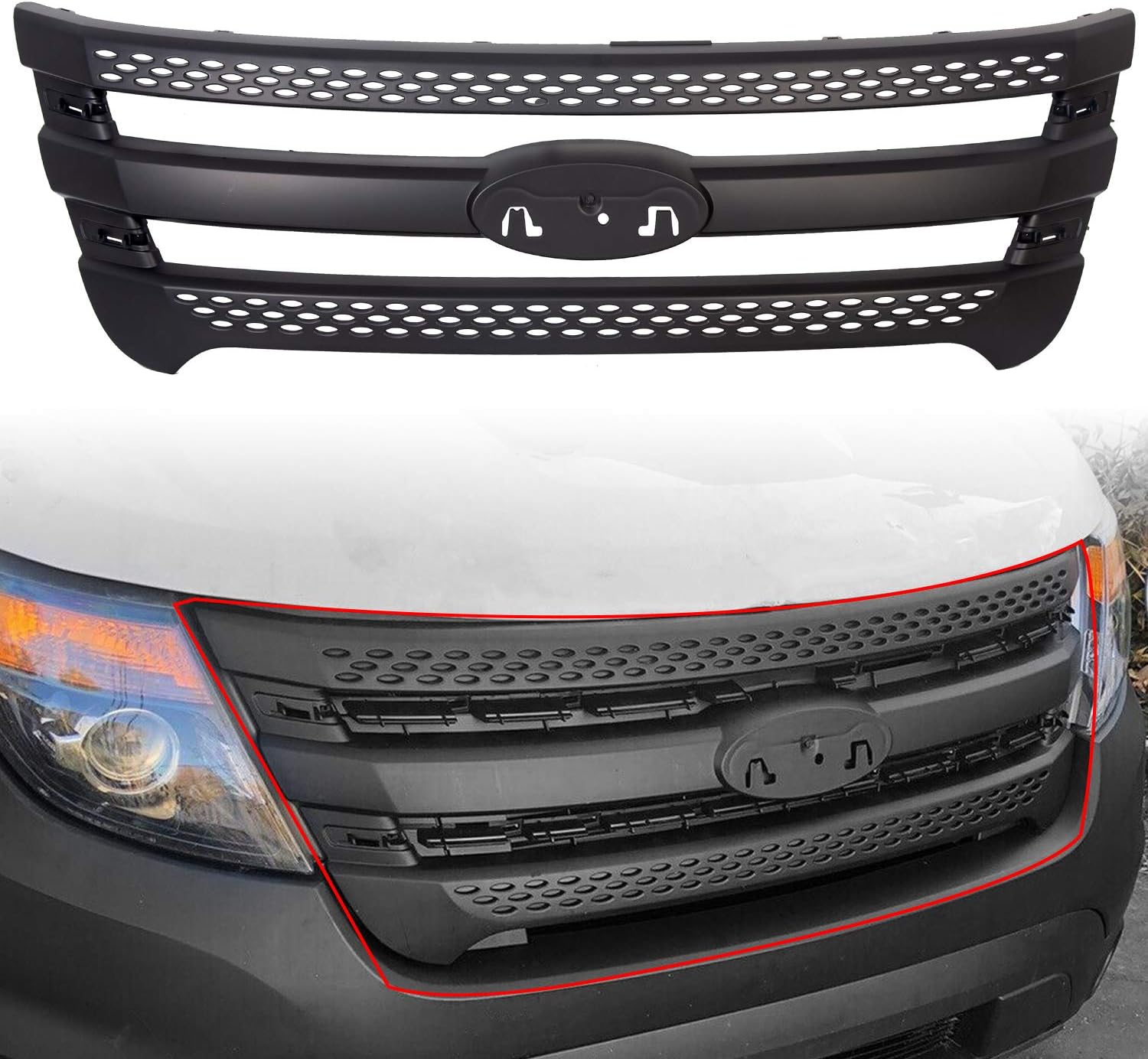 Amazon.com: ECOTRIC Front Upper Bumper Grille Grill Compatible with ...