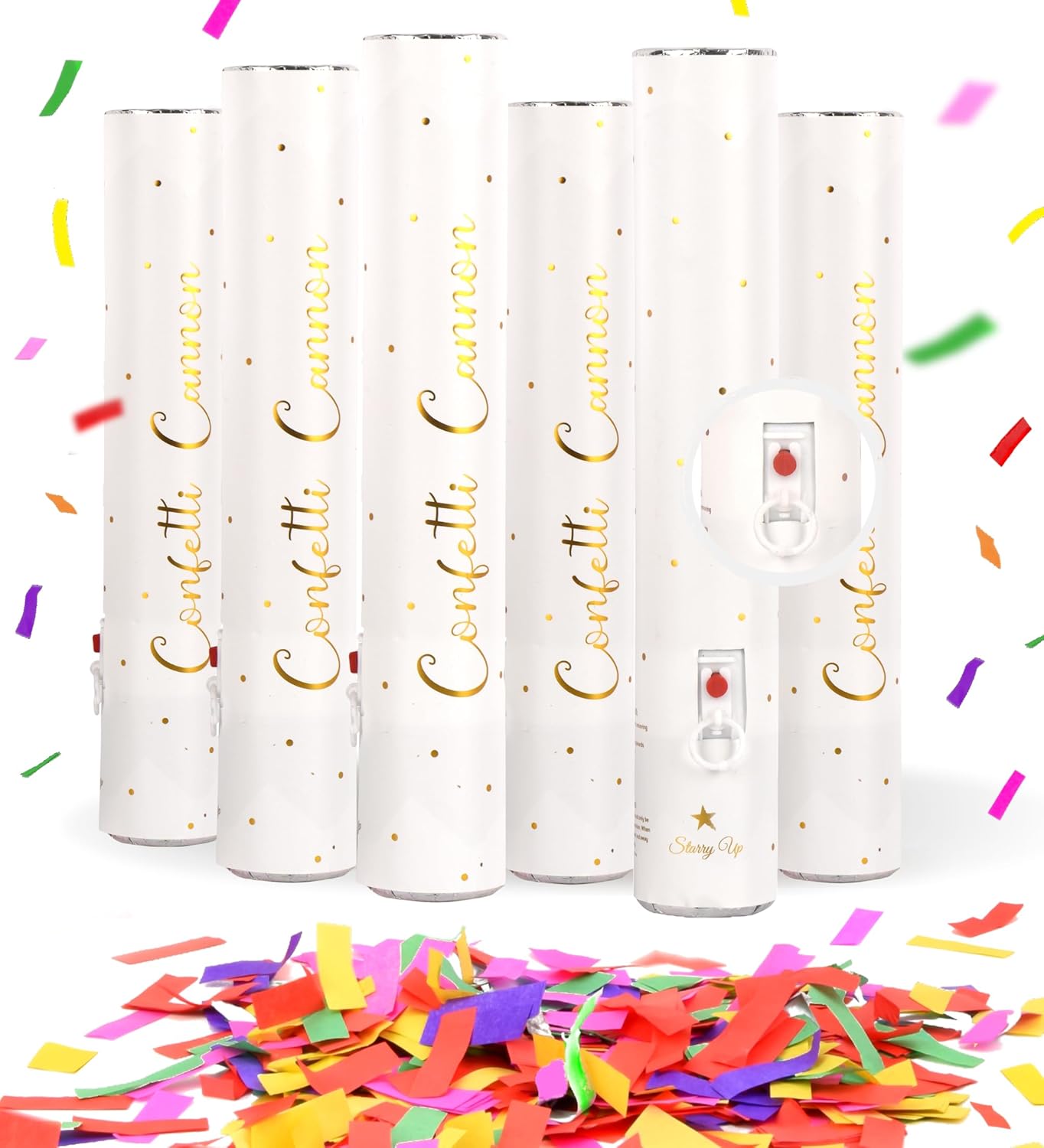 Amazon.com: Confetti Cannon with Magic Snap - Pack of 6 Multicolor Poppers - Confetti Shooters ...