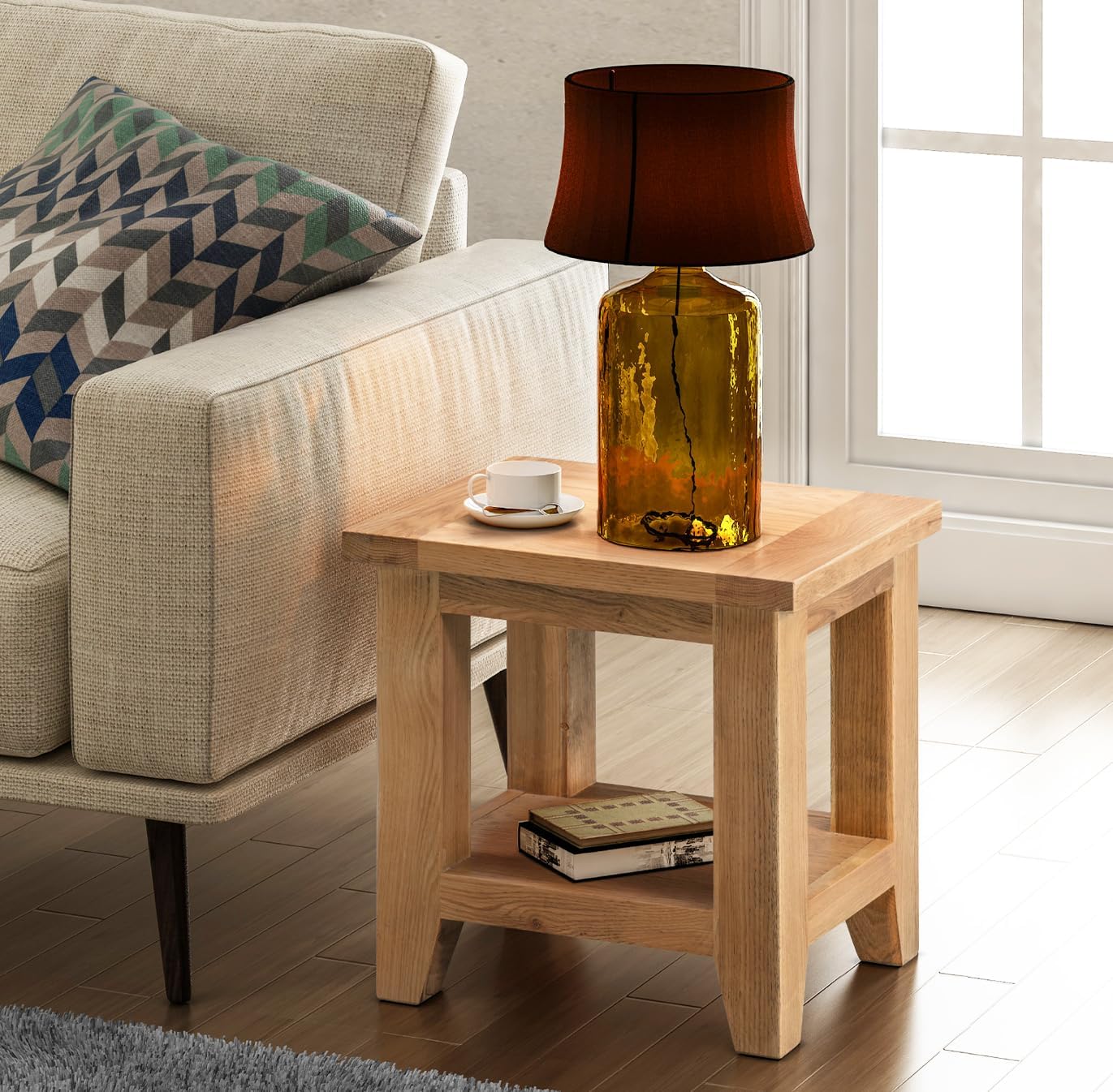 Hallowood Furniture Cotswold Oak Small Coffee Table with Shelf, Solid ...