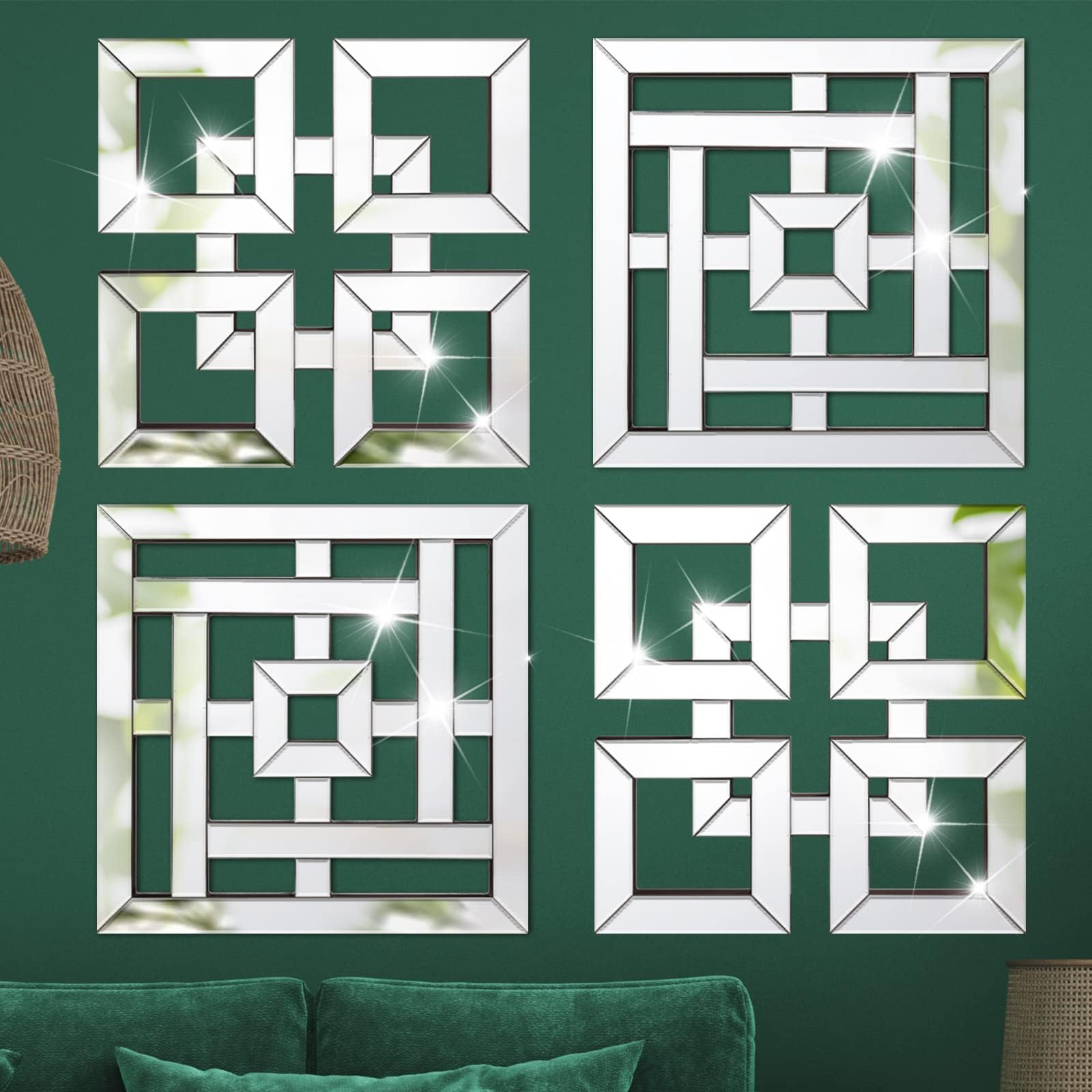 Amazon.com: Geelin 4 Pcs Silver Mirror Wall Decor, 1.2 Inch Thick ...