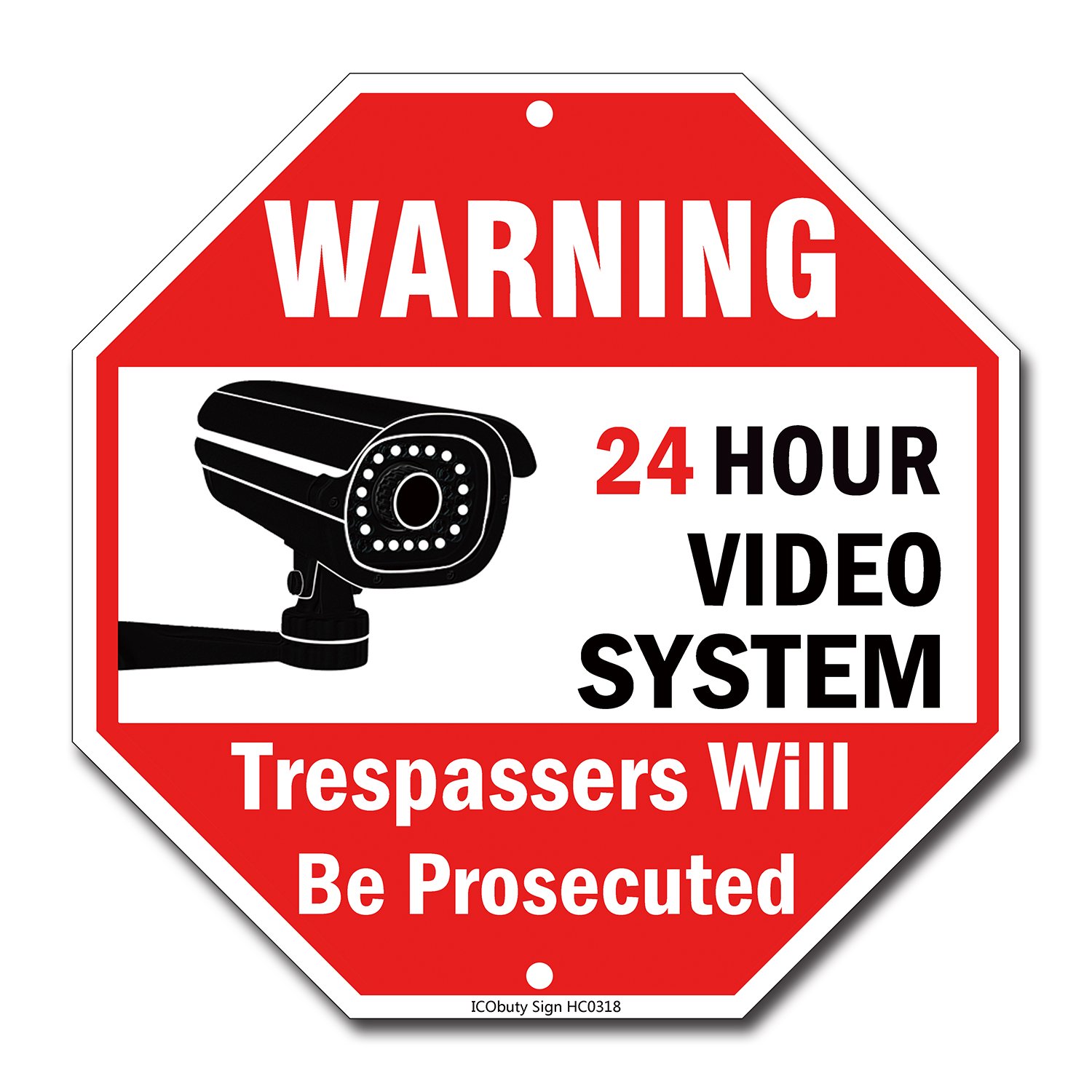 Video Surveillance Sign 24 Hour CCTV Security Signs Aluminum Reflective ...