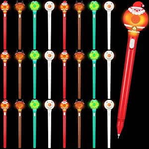Amazon.com : Pasimy 24 Pieces Lighted Christmas Ballpoint Pens Bulk ...