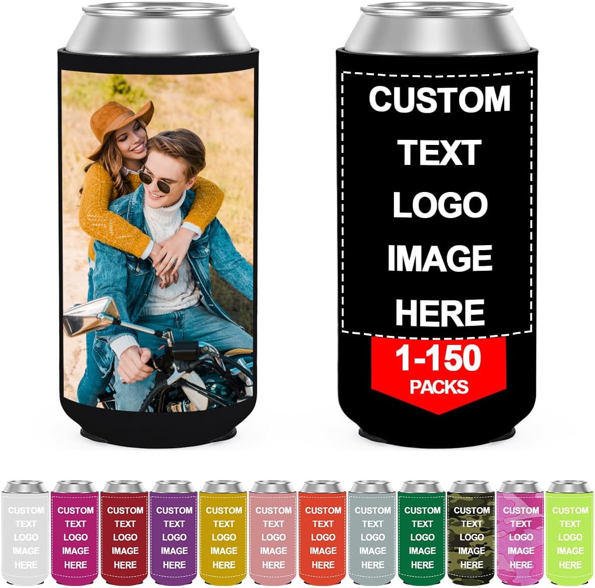 Amazon.com: Custom Slim Can Sleeve Beer Coolers 1-150pcs Bulk ...