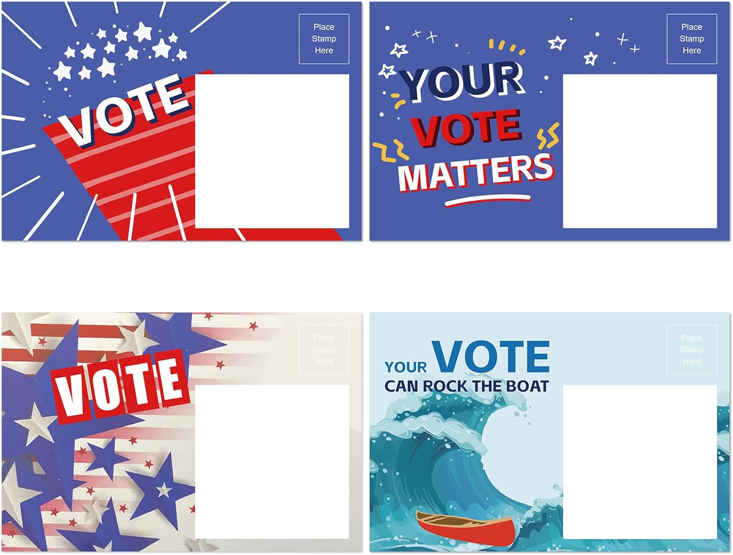 Amazon.com : 120 Bulk Voter Postcards 4x6” 4 Eye-catching Designs with ...