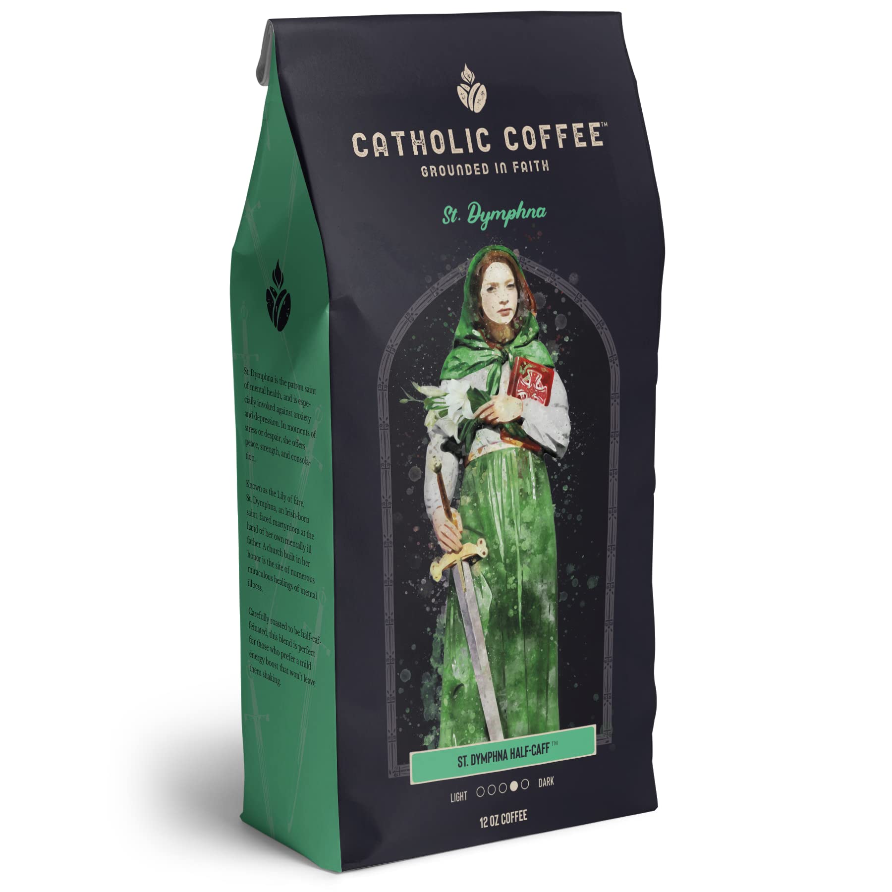 Amazon.com : Saint Dymphna Half Decaf Blend Catholic Coffee (Ground ...