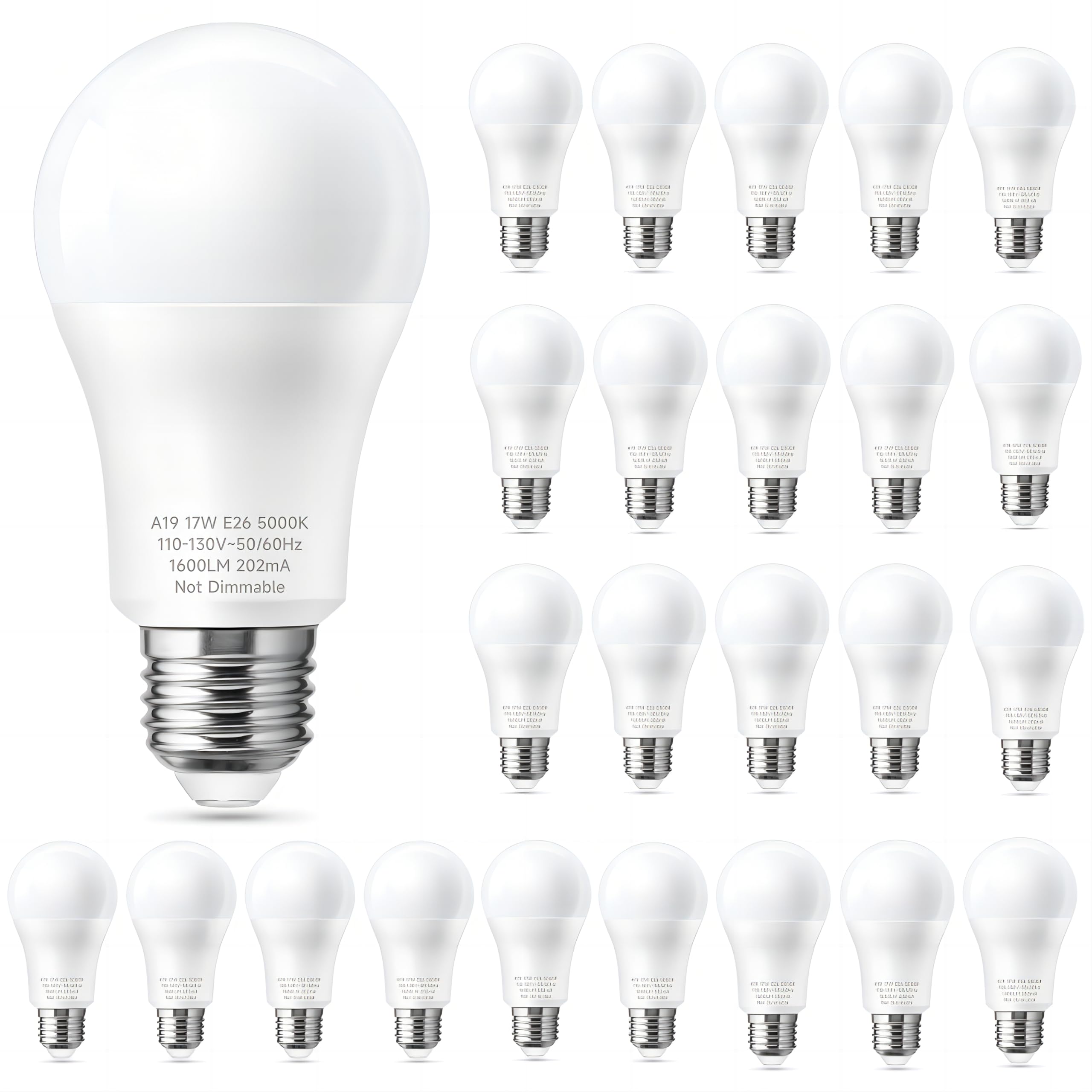 Amazon.com: UNILAMP A19 Light Bulbs 1600 Lumens, Daylight White 5000K ...
