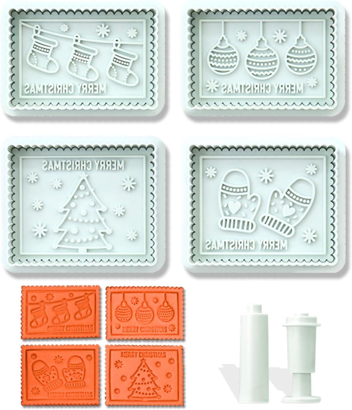 Amazon.com: Orapink Christmas Cookie Cutters, 4-Piece 3D MERRY ...