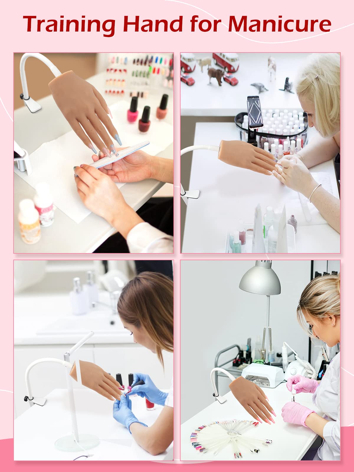 LIONVISON Practice Hand for Acrylic Nails, Silicone Nail Hand Practice ...