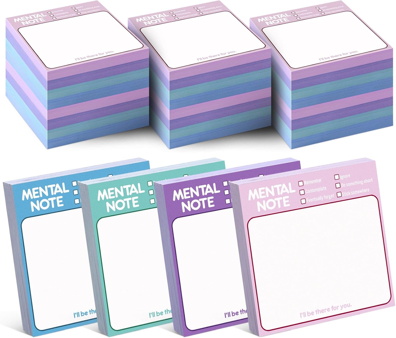 Amazon.com : Fulmoon 2400 Sheets Mental Note Sticky Notes 4 x 4 Inches ...