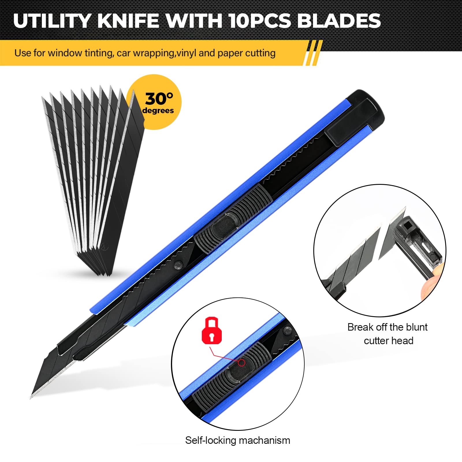 Snapklik.com : Gomake Vehicle Vinyl Wrap Window Tint Film Tool Kit ...