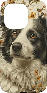 Amazon.com: iPhone 15 Pro Border Collie Dog Floral Cottagecore ...