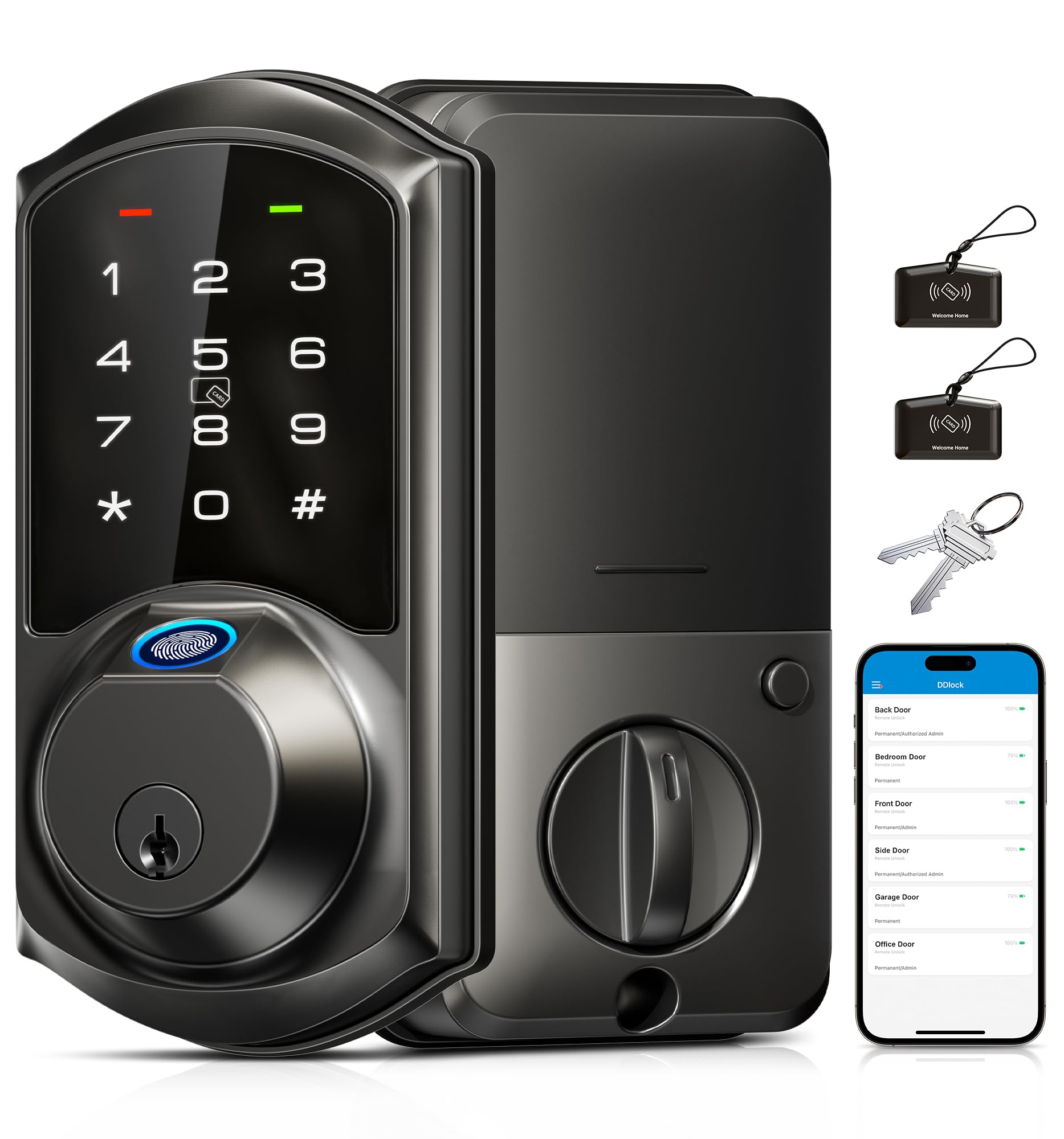 Veise Fingerprint Smart Lock for Front Door, 7-in-1 Keyless Entry ...
