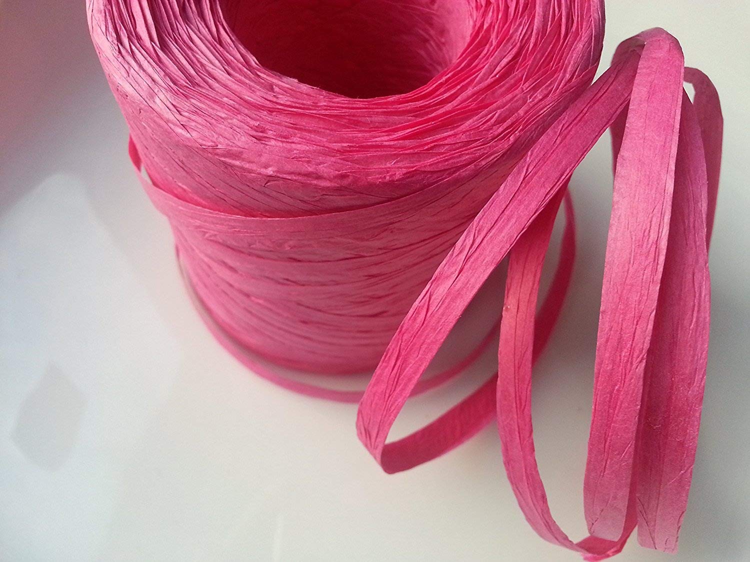 Paper Raffia Ribbon Fuschia Pink 218 Yards, 200 Meters Full Roll 1/4 ...