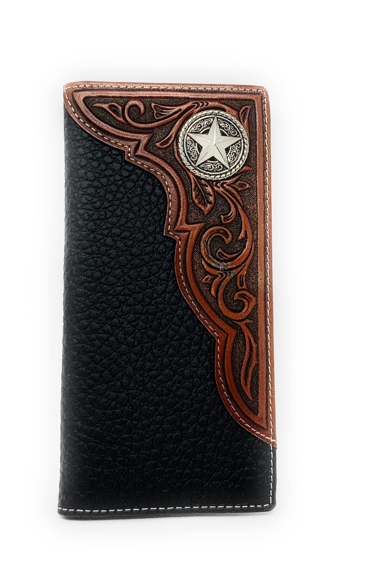 Amazon.com: Texas West Western Tooled Genuine Leather Star Men's Long ...