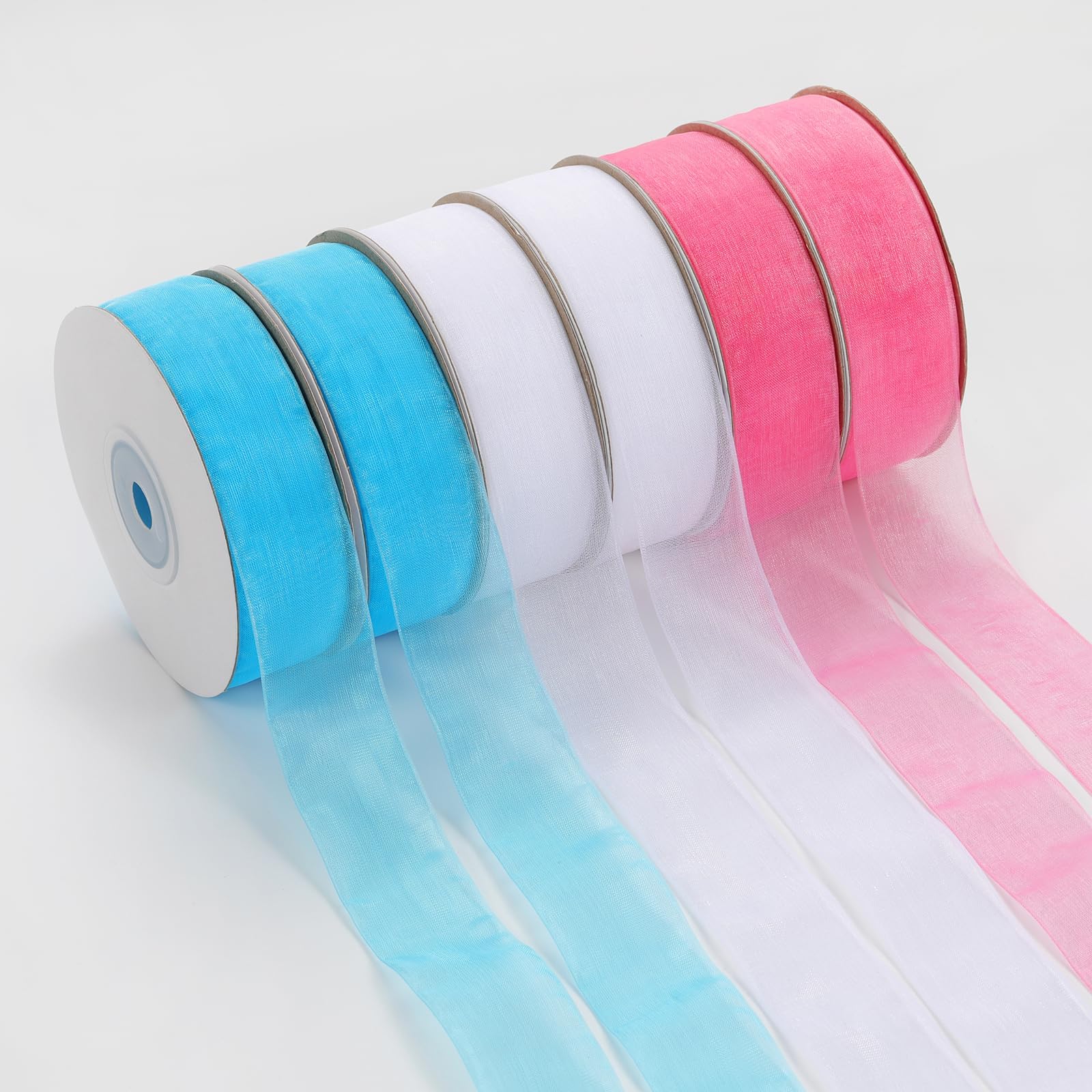 Amazon.com: VATIN 3/8" Pink Blue White Gingham Ribbon with Satin ...