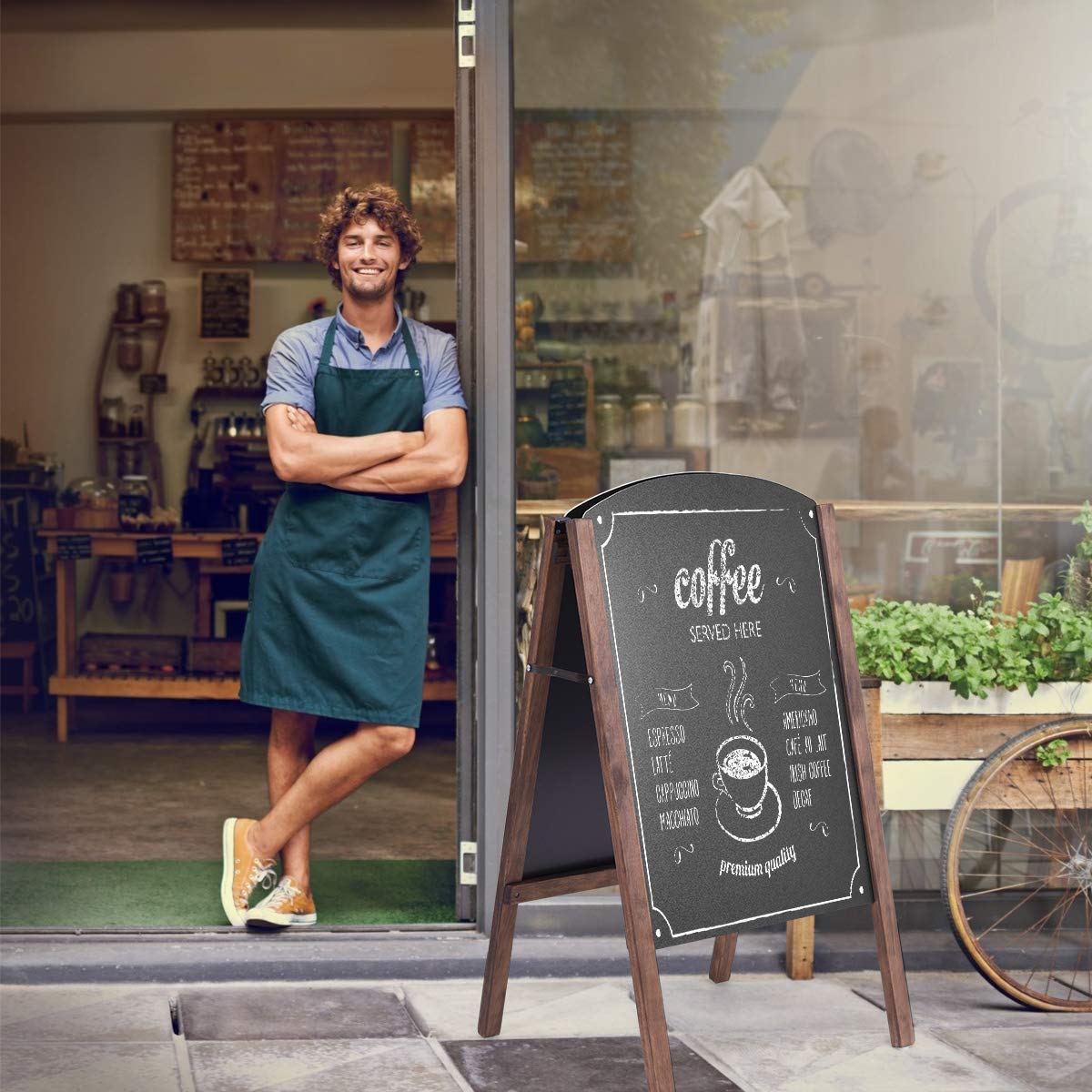 Snapklik.com : A-Frame Chalkboard Sign, Rustic Wooden Double Sided ...