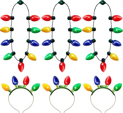 Amazon.com: JOYIN 6 Pcs Christmas Light Up Headband and Necklace with 6 ...