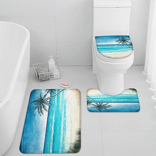 Amazon.com: Britimes Summer Sea and Beach Bathroom Rug Set of 3 ...