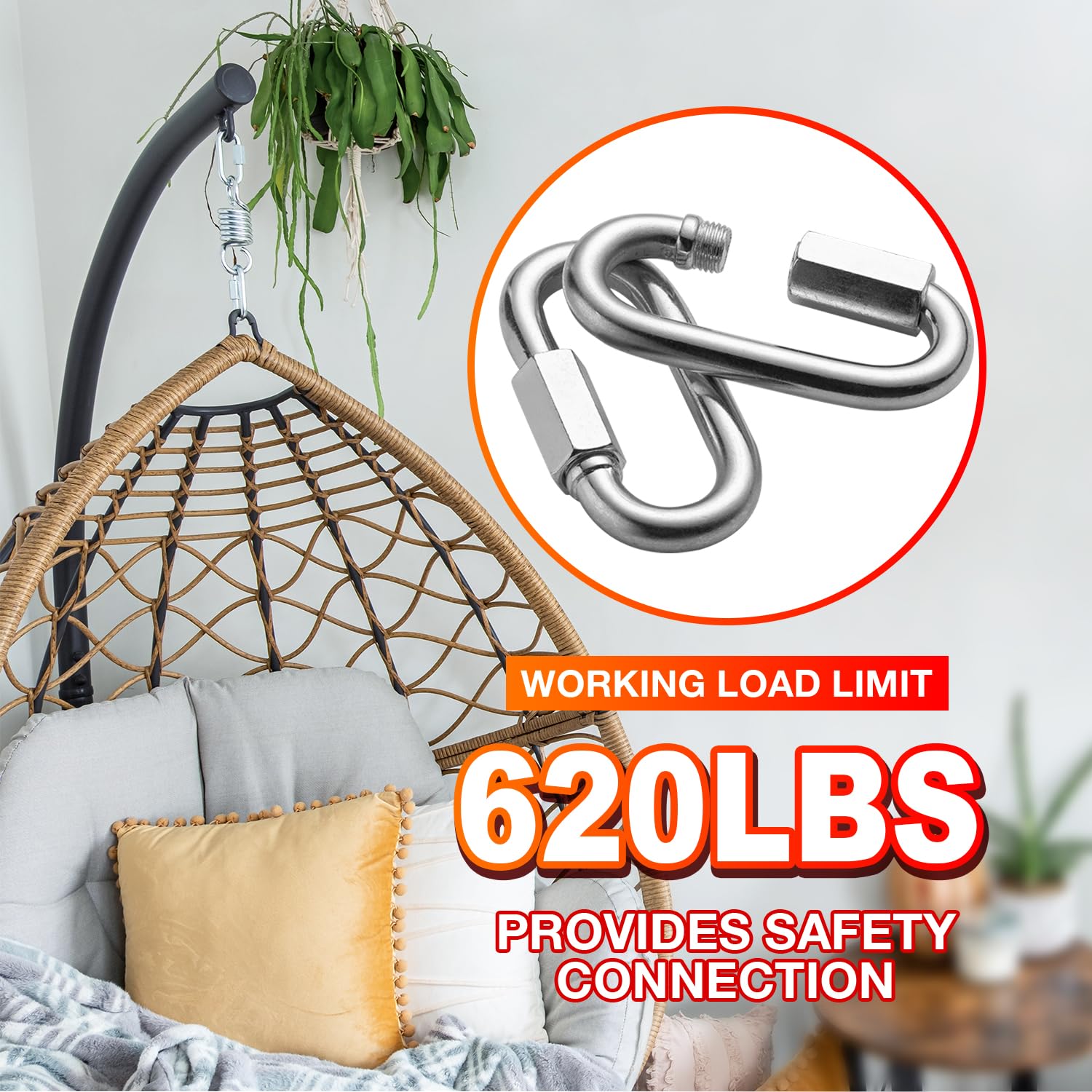 Snapklik.com : 60Pack 2.3 Inch Chain Quick Link, 600lbs Capacity 1/4 ...