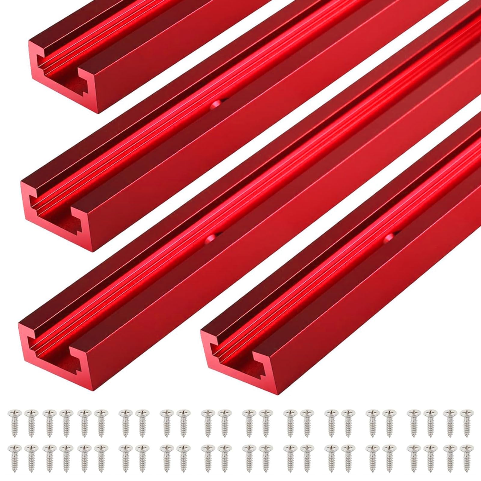 Seekliny 4pcs T-Track Woodworking 48 inch Red with Screws for Universal ...