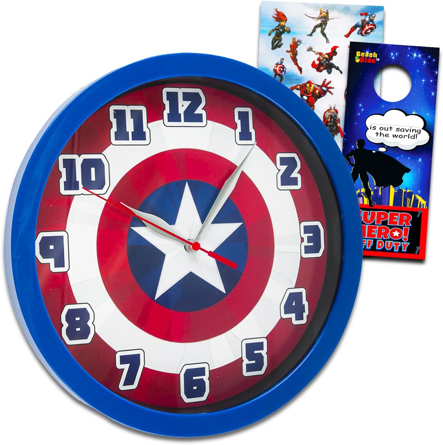 Amazon.com: Marvel Captain America Wall Clock for Kids Adults Bundle ...