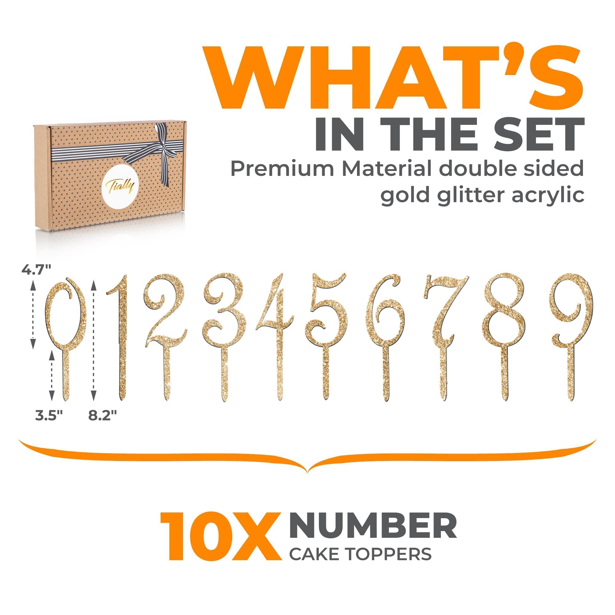 Buy Happy Birthday Cake Topper Numbers - Set of 10 Gold Glitter ...