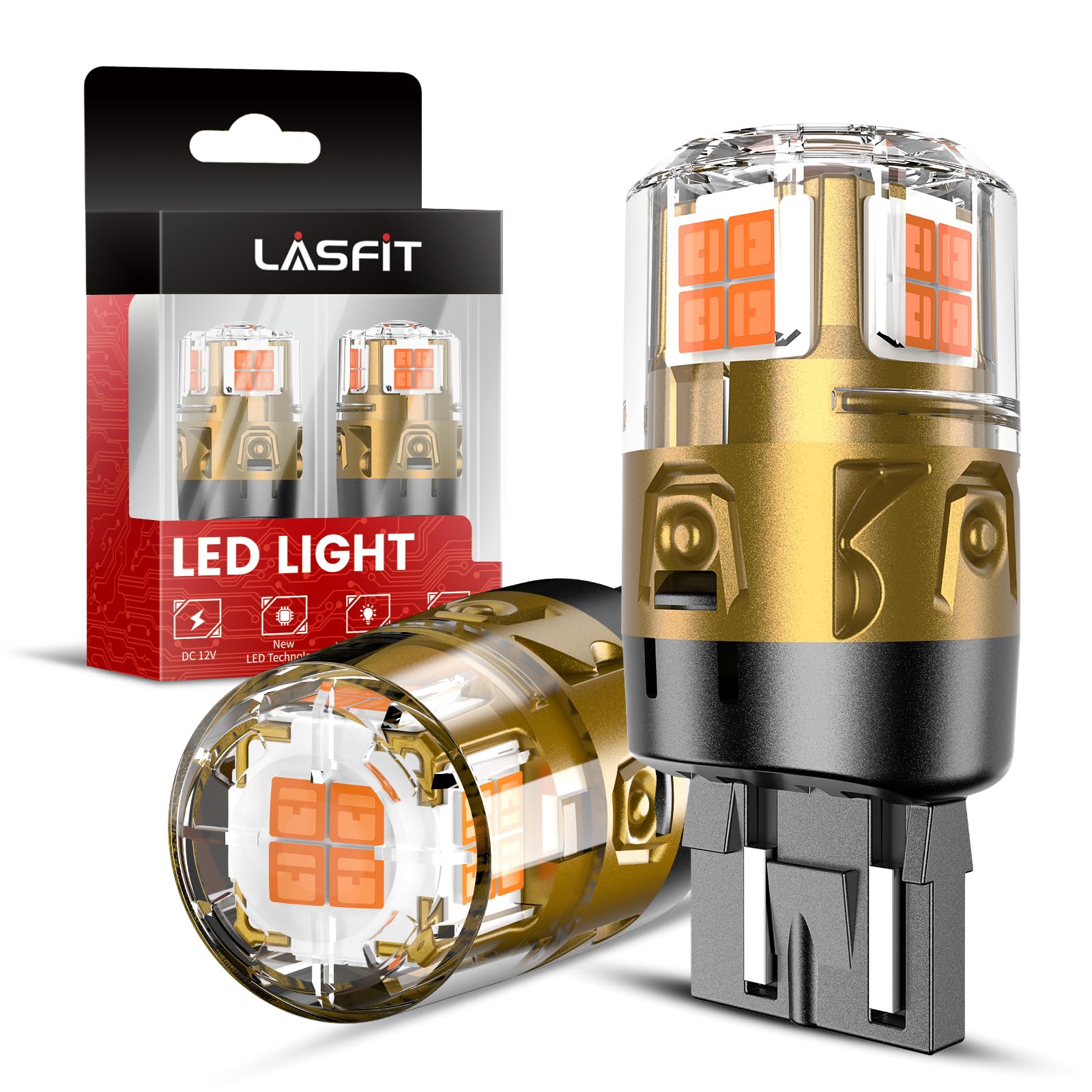 Amazon.com: LASFIT 7443 7440 LED Bulb Amber, Turn Signal Light Bulbs ...