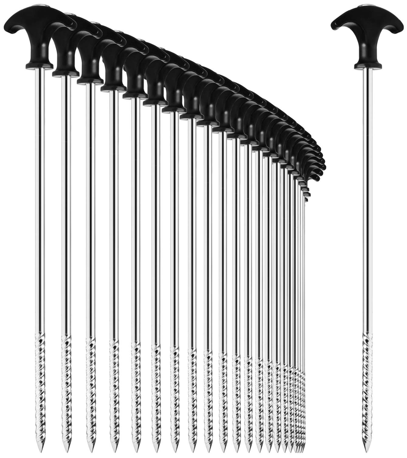 com-four® 24x tent pegs made of steel - robust, long ground pegs with a ...