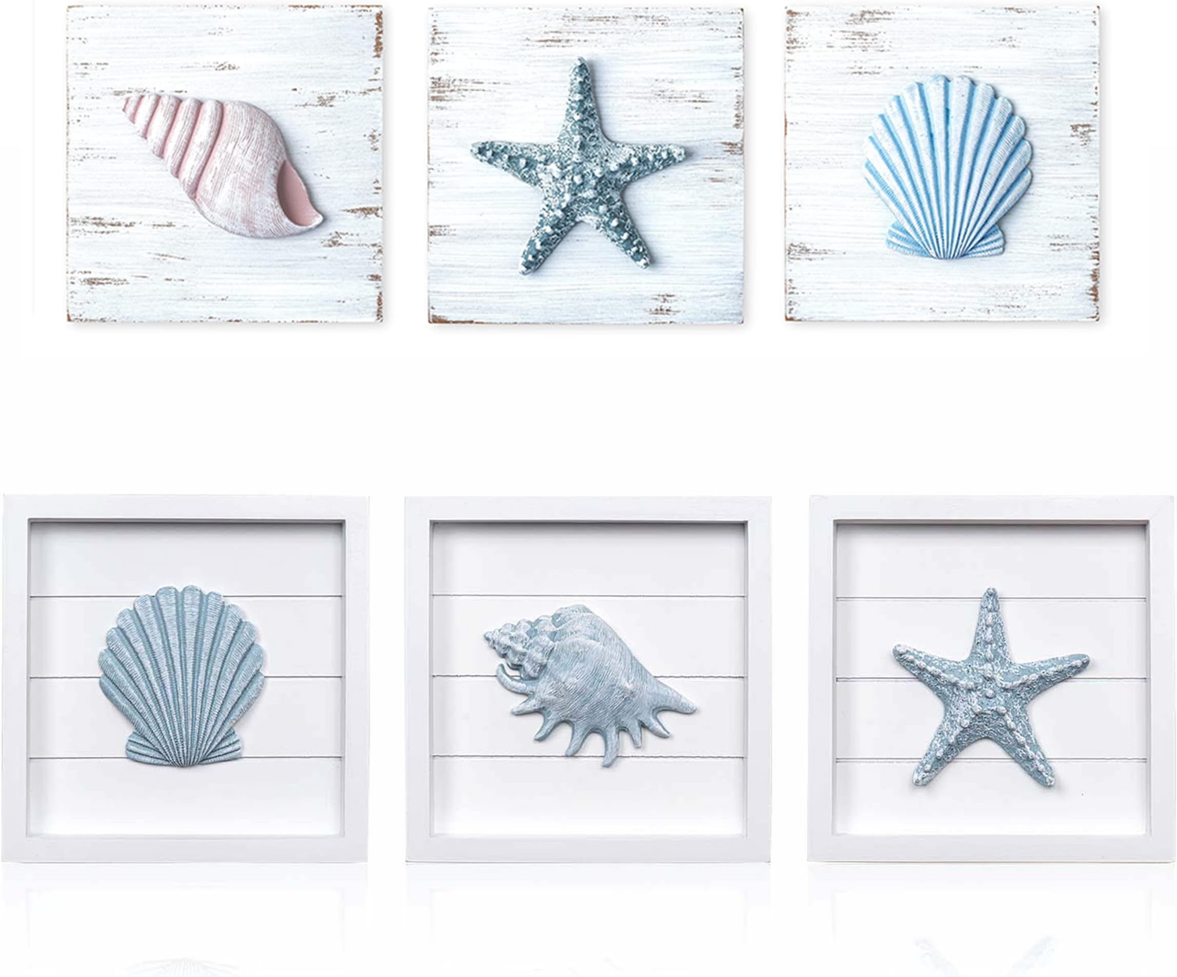 Amazon.com: TideAndTales 3D Art Beach Wall Decor, Rustic Pastels and ...