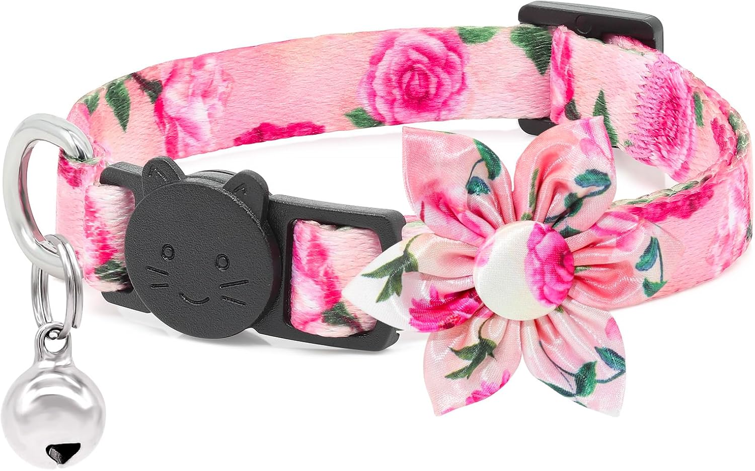 Cat Bowtie Collar Floral Rose Flower Cat Collar with Bells Breakaway ...