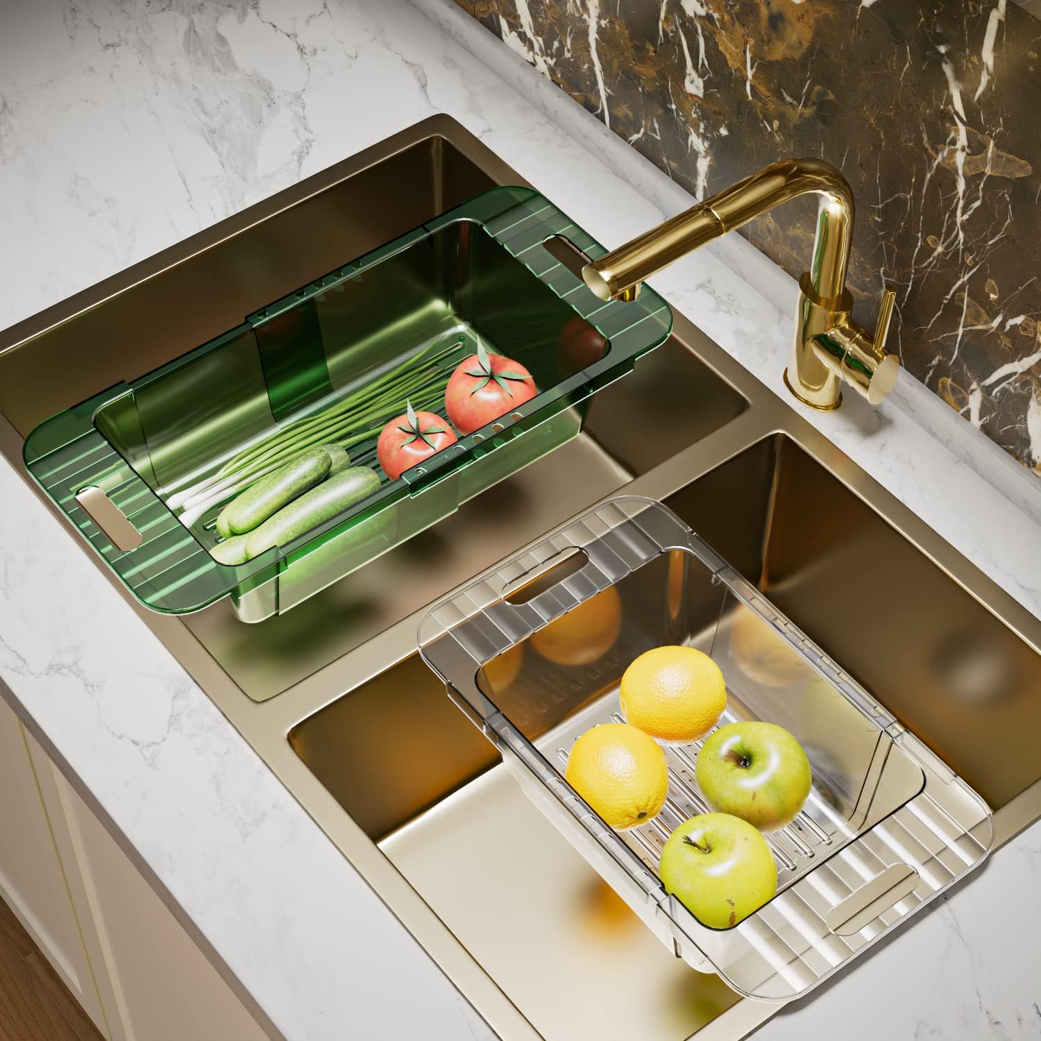 Amazon.com: zova Over The Sink Colander with Handles & Hanging Hole ...