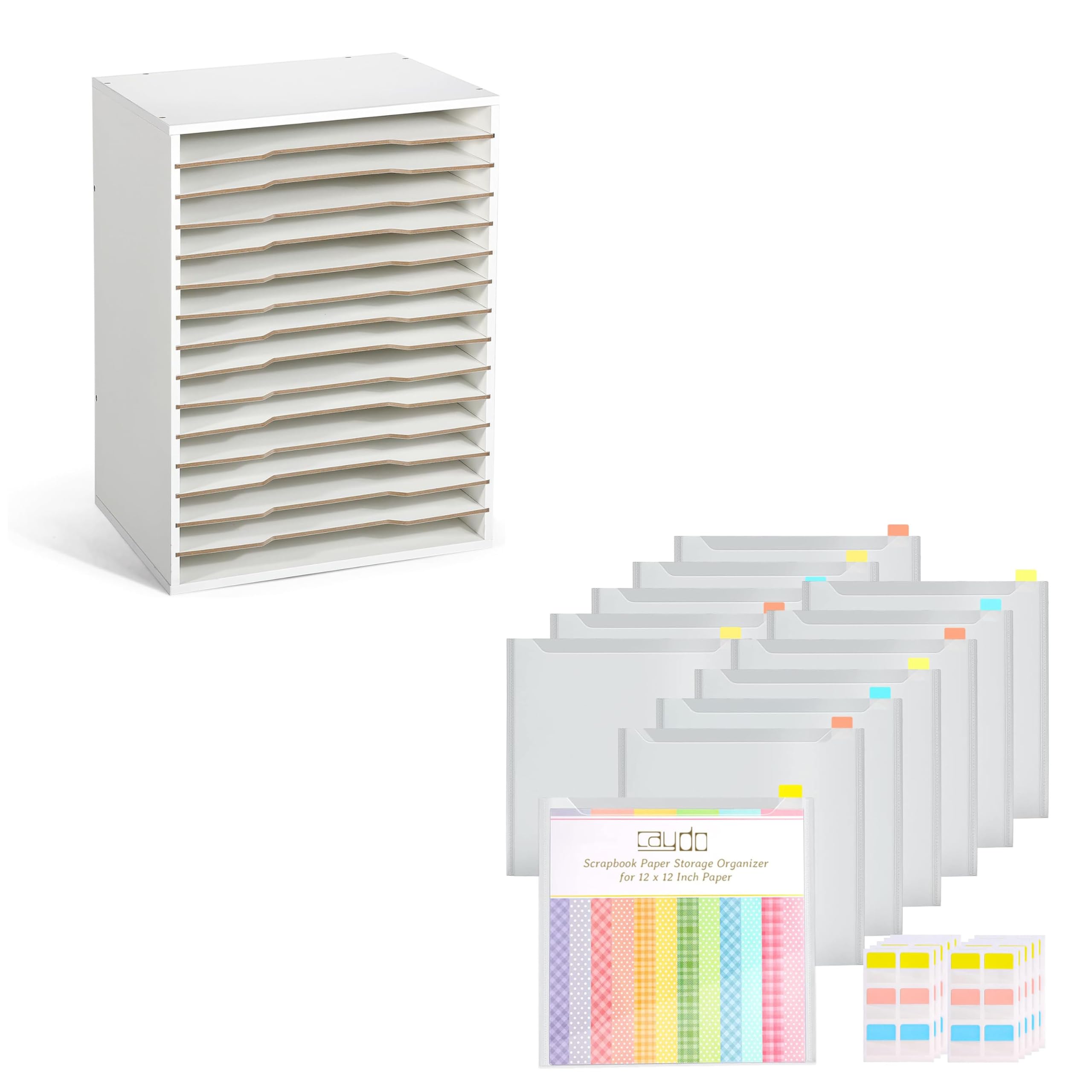 Amazon.com: Caydo 15 Slot Paper Organizer Storage, Wood Adjustable ...