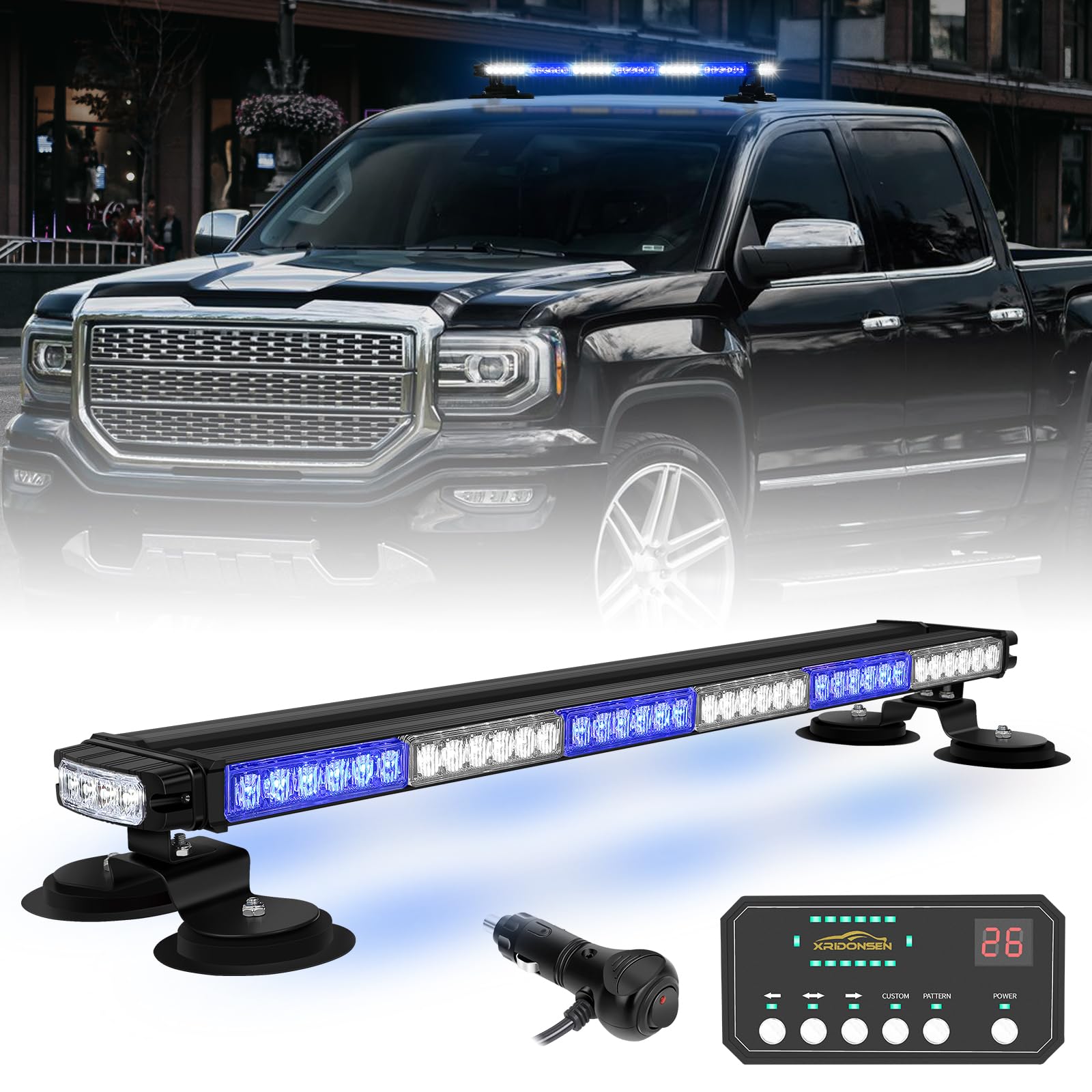 Snapklik.com : 28.4" 80 LED Roof Top Blue White Emergency Light Bar ...