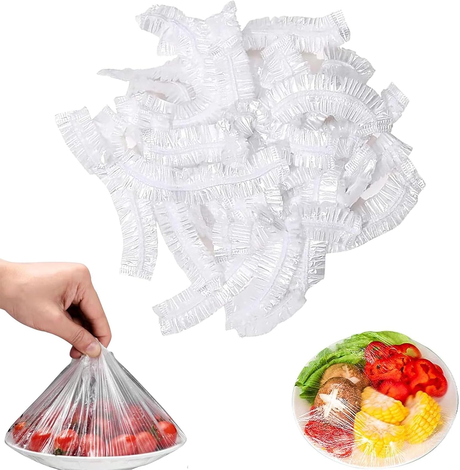 200 PCS Food Covers, Shrinkable Food Covers Plastic,Fresh Keeping Bags ...