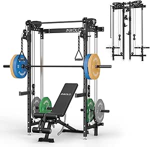 Amazon.com: Mikolo Folding Squat Rack, Wall Mounted Power Rack with ...
