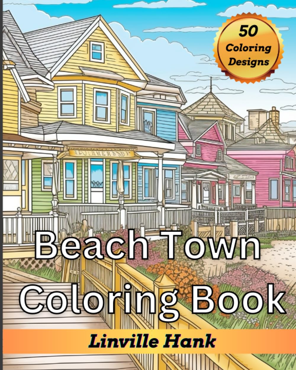 Amazon.com: Nostalgic American Beach Town Coloring Book: 50 Coloring ...