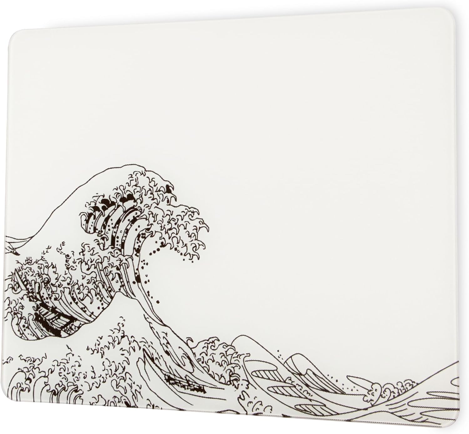 GMKWTL Glass Gaming Mousepad, White Kanagawa Hard Mouse Pad for Gaming ...