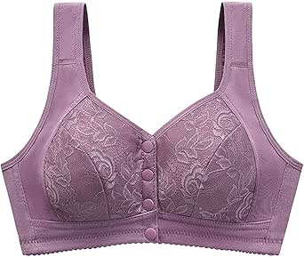 Bras for Older Women No Underwire Full Support Front Closure Wireless ...