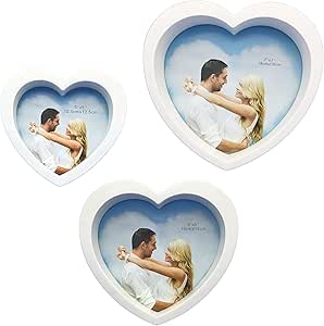 Amazon.com - MCCXXII White Heart Picture Frames Set of 3. 5x5,6x6,7x7 ...