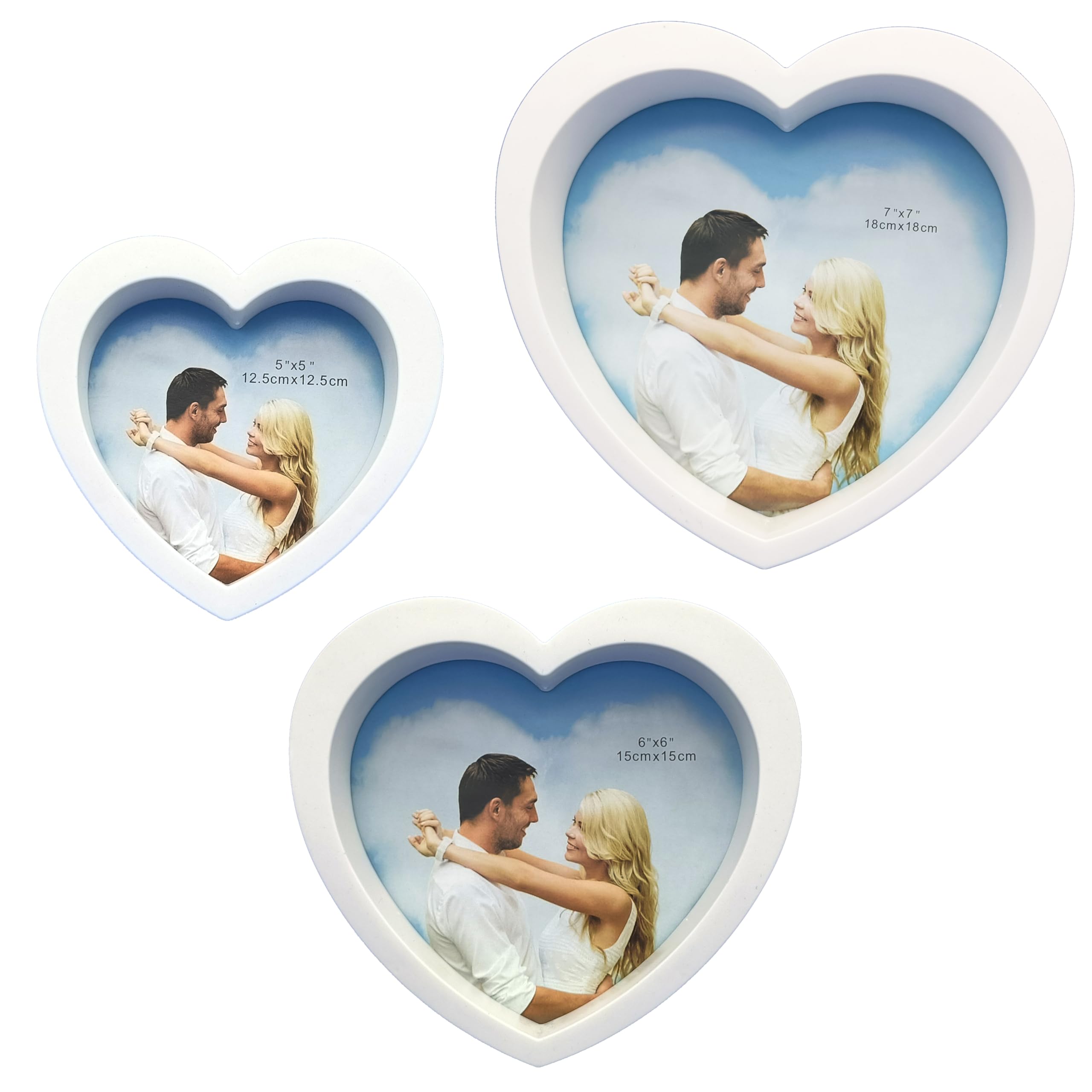 Amazon.com - MCCXXII White Heart Picture Frames Set of 3. 5x5,6x6,7x7 ...