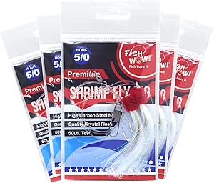 Amazon.com : 5 Packs Fish WOW! Fishing Shrimp Flying Rig 5/0 Hook ...